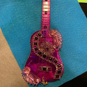 Pink Holographic Guitar Embellished Antique Filigree Jewelry - Etsy