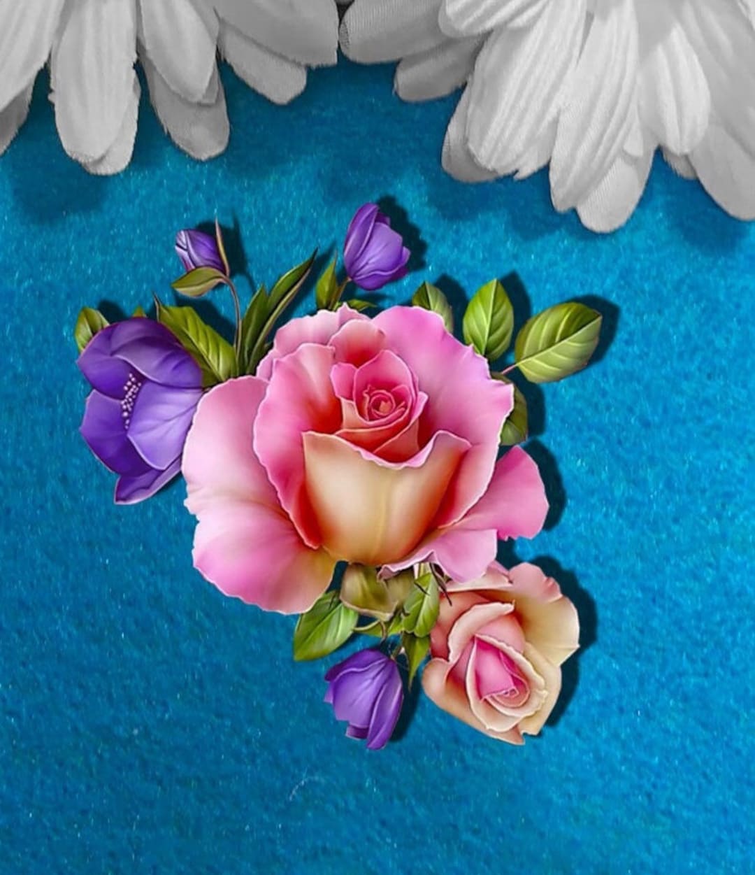 Roses Pink Purple 2D Chipboard Flowers Greeting Card Chip Board Junk ...