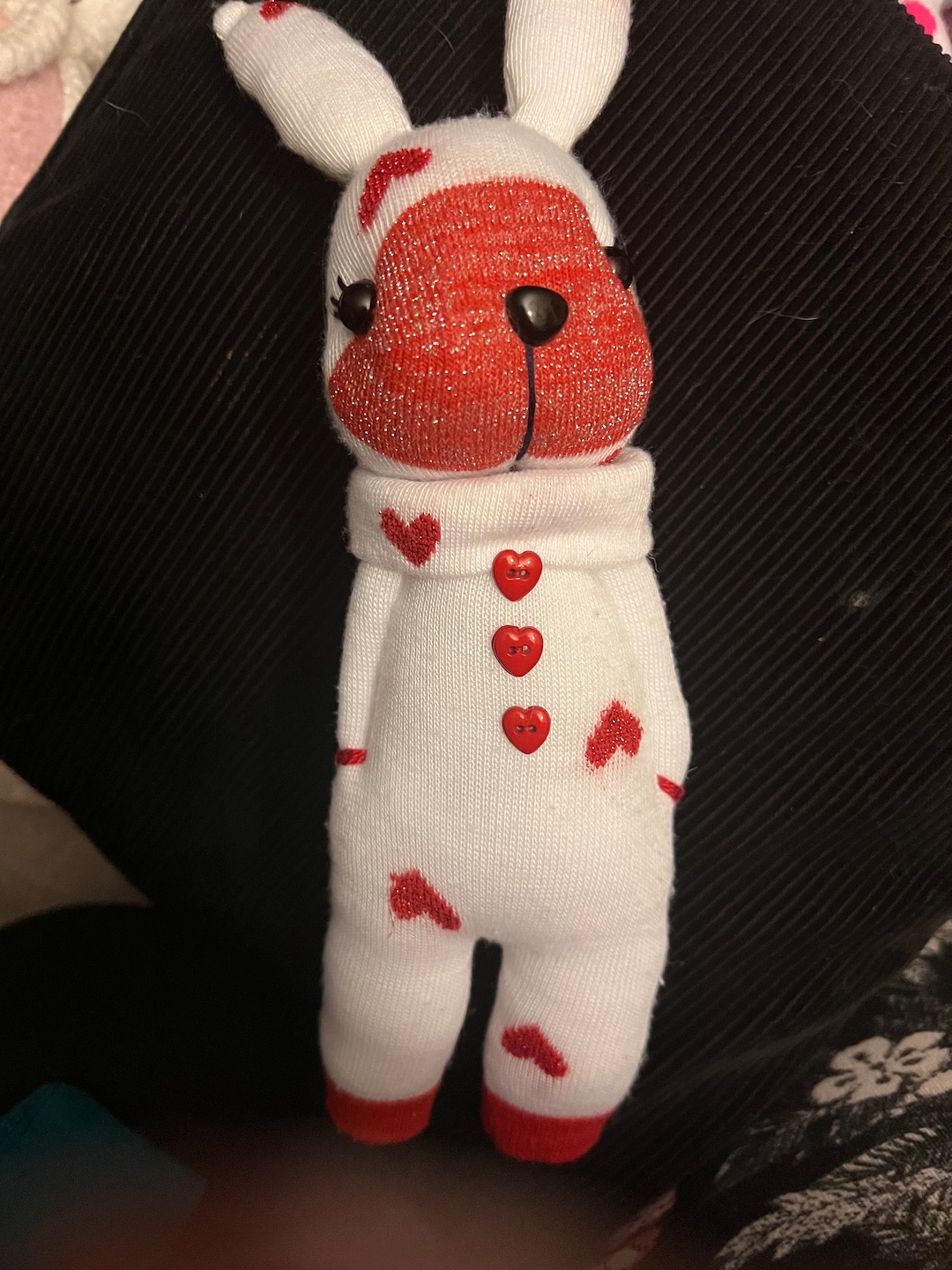 Snow Bunnies Sock Plushy Handmade Hand Sewn Easter Valentine’s Day ...