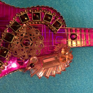 Pink Holographic Guitar Embellished Antique Filigree Jewelry - Etsy