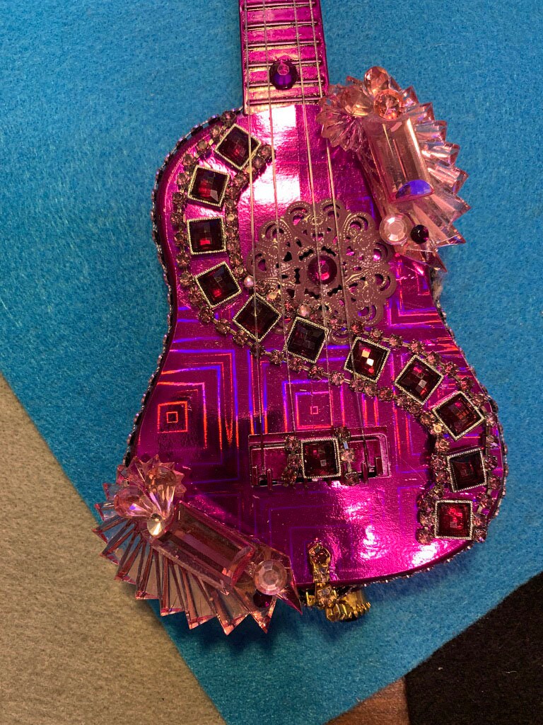 Pink Holographic Guitar Embellished Antique Filigree Jewelry - Etsy