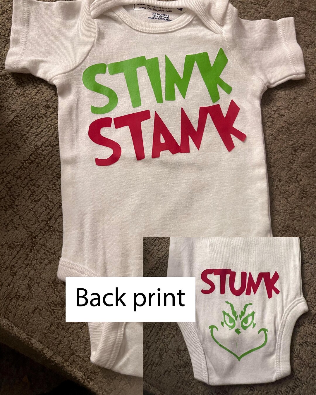 READY TO SHIP Baby Onesies Adorable Stink Stank Stunk Grinchy 2 Cotton ...