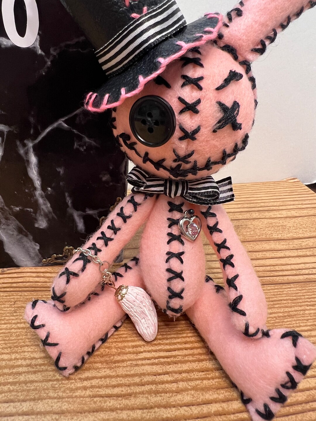 Bunny Rabbit Voodoo Doll Pose-able Hand Top Hat Bowtie Rabbits Foot ...