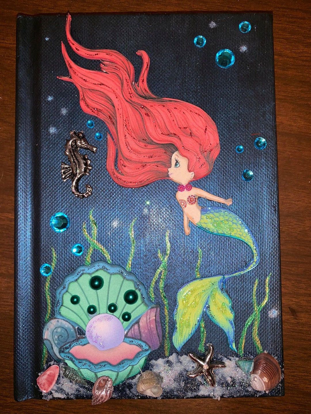 Little Mermaid Under the Sea Journal Blank 4x6 Real Seashells ...