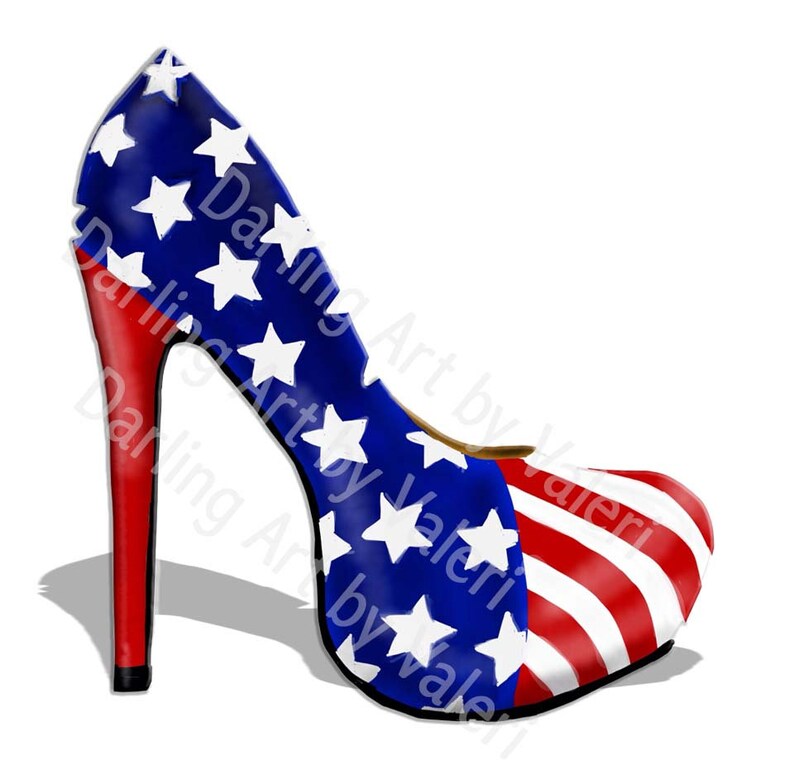 American Flag Stiletto High Heel Shoe Ephemera 3D - Etsy