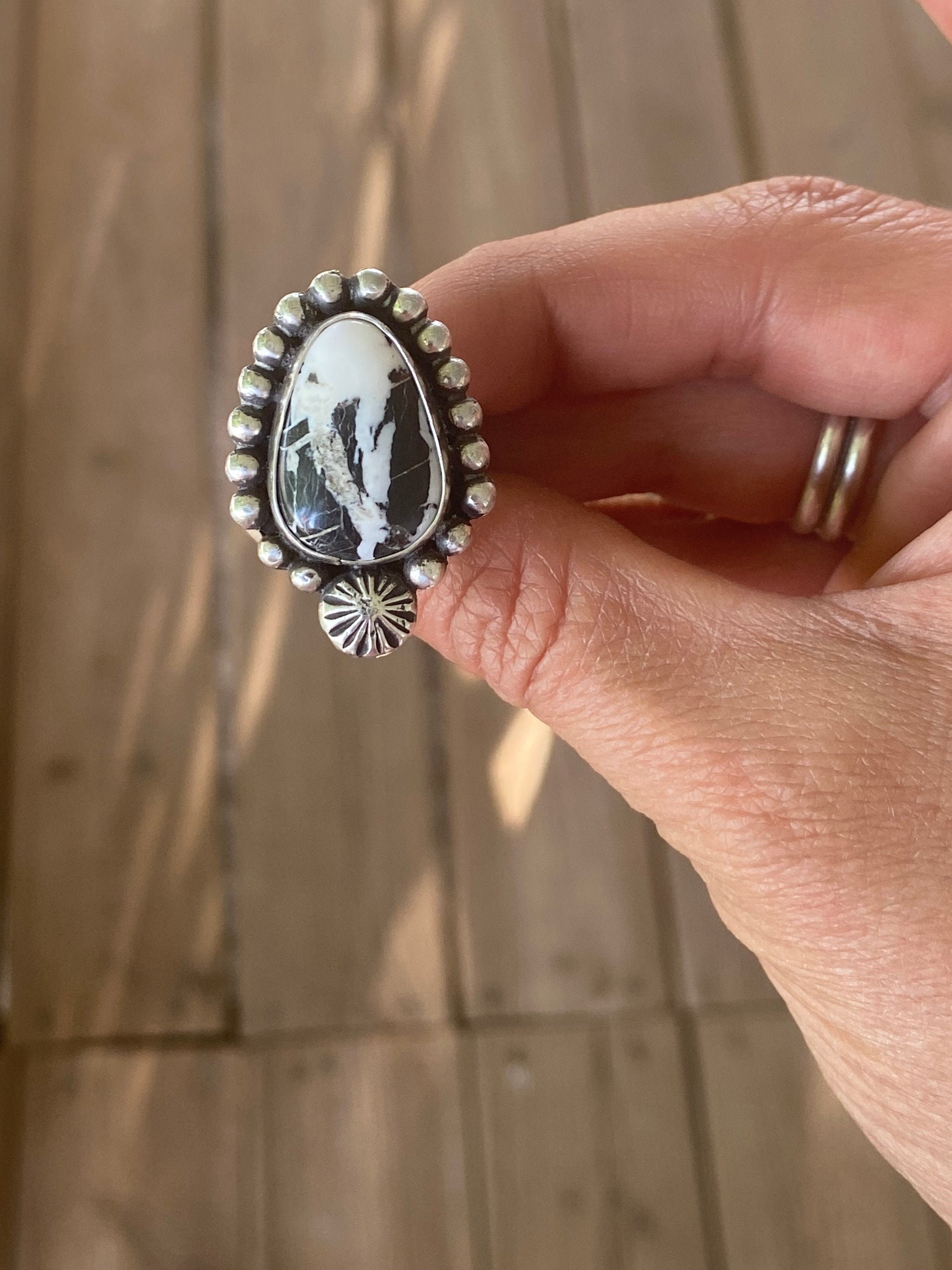 White Buffalo Ring Size 7 in Sterling Silver | Etsy
