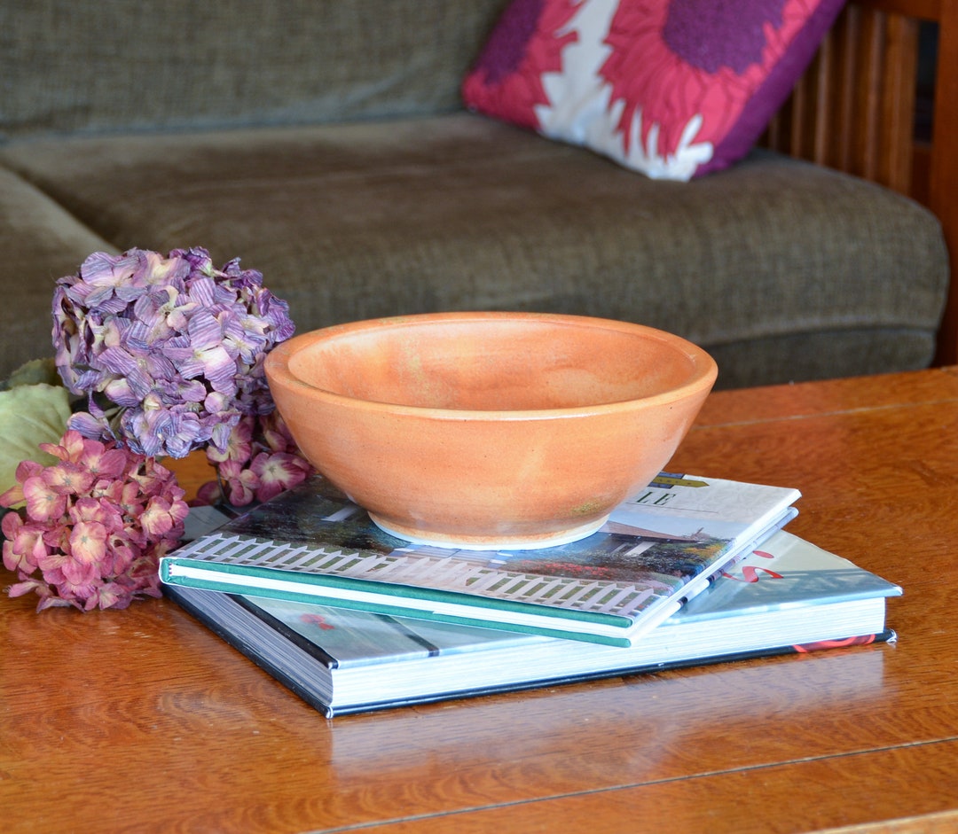 Ceramic Orange Serving Bowl, Coffee Table, Hand Thrown Porcelain ...