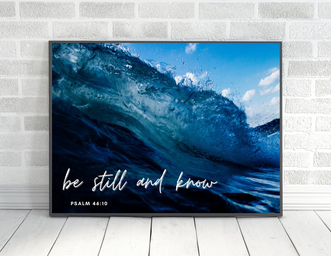 Bible Verse Be Still and Know Ocean Wall Art - Digital Printable - 11x8 ...