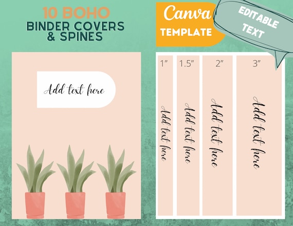 Boho Binder Covers and Spines Canva Templates Editable - Etsy