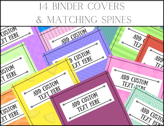 Colorful Binder Covers and Spines Editable in Canva and - Etsy
