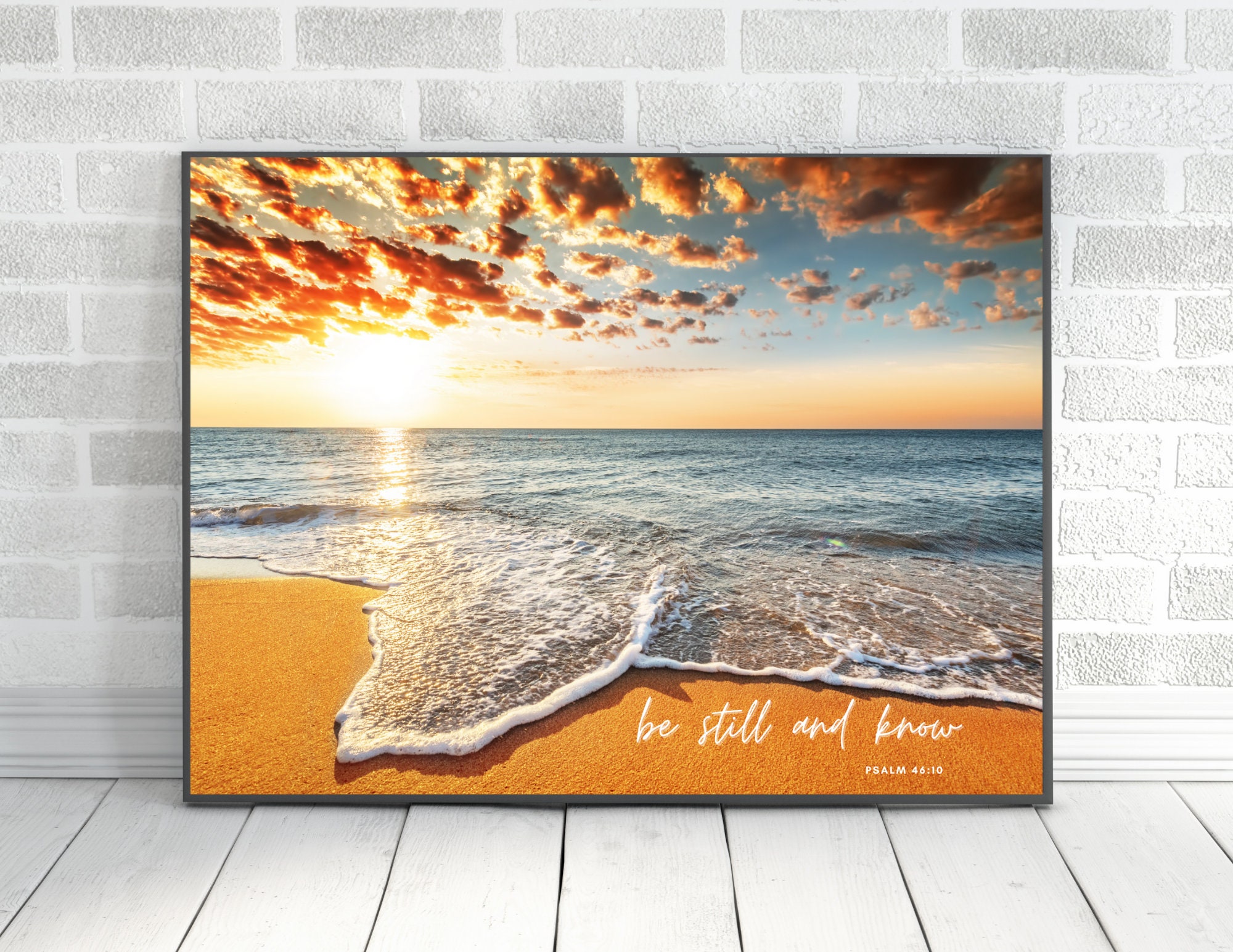 Bible Verse Be Still and Know Ocean Wall Art - Digital Printable - 11x8 ...