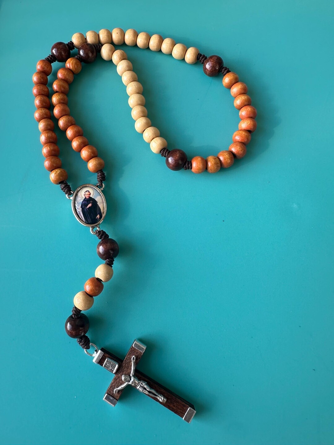 St. Peregrine , Olive and Mahogany, Cherry, Maple Wood Rosary ...