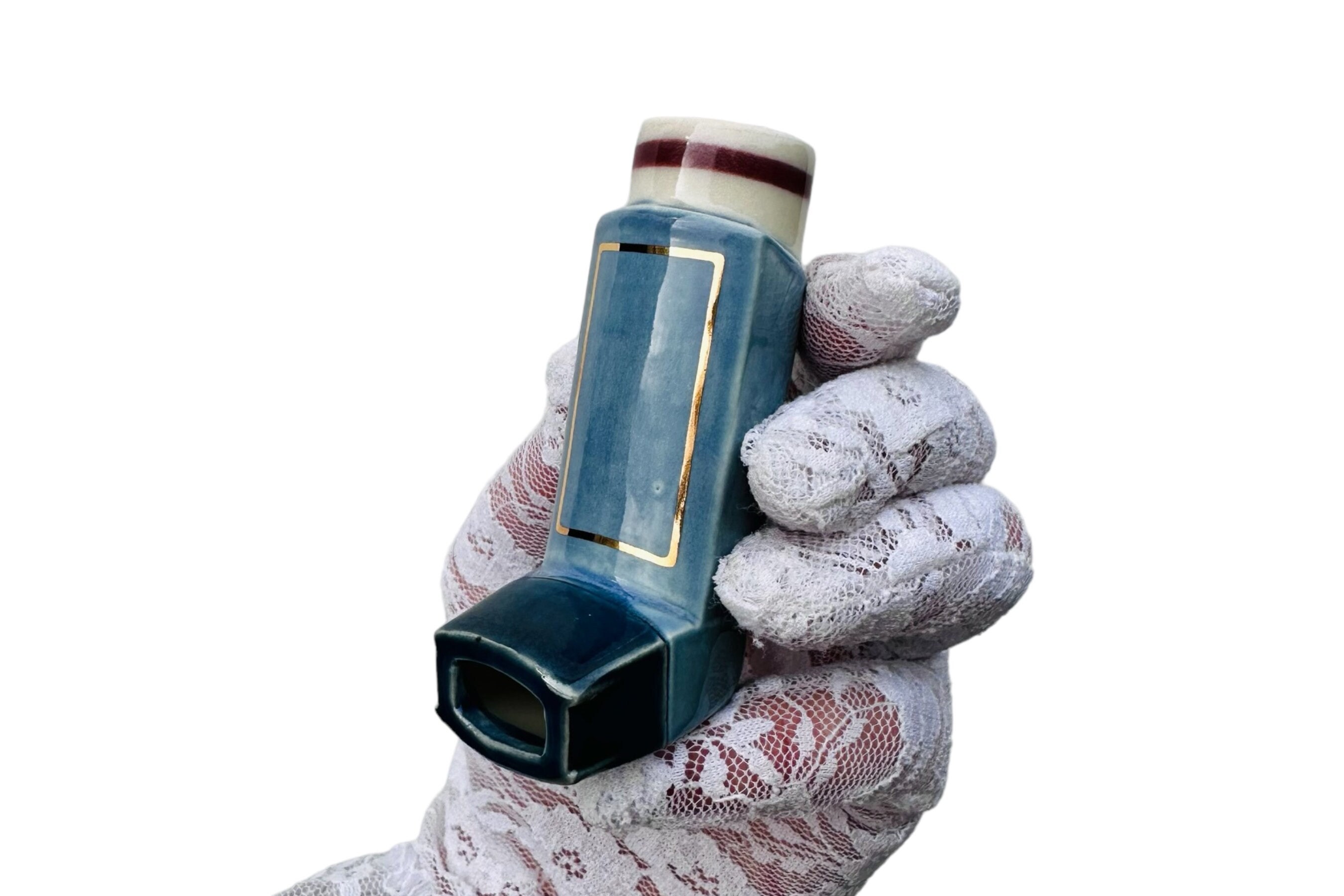 Realistic Inhaler with Gold Outline