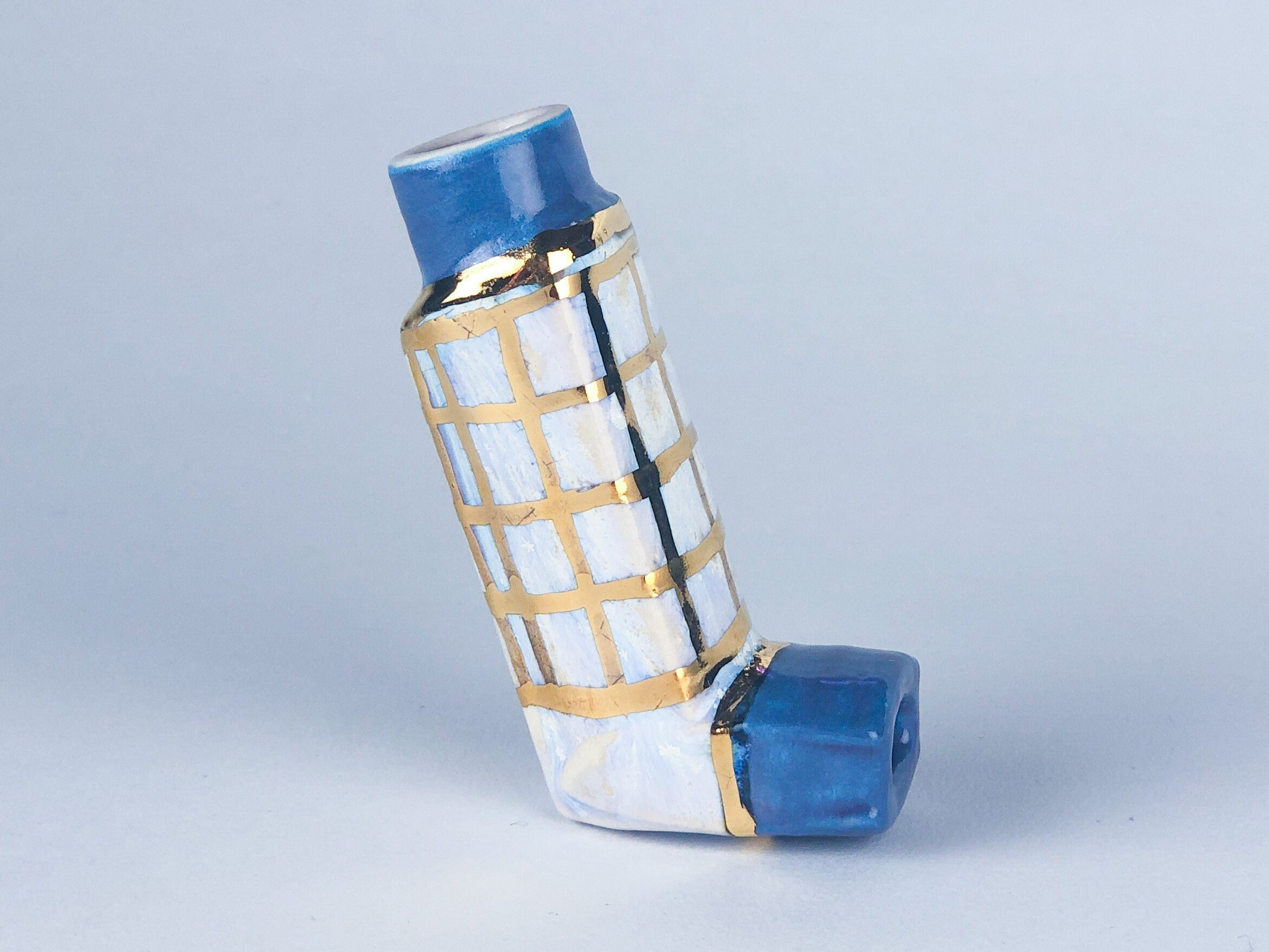 Gold Plaid Inhaler Pipe