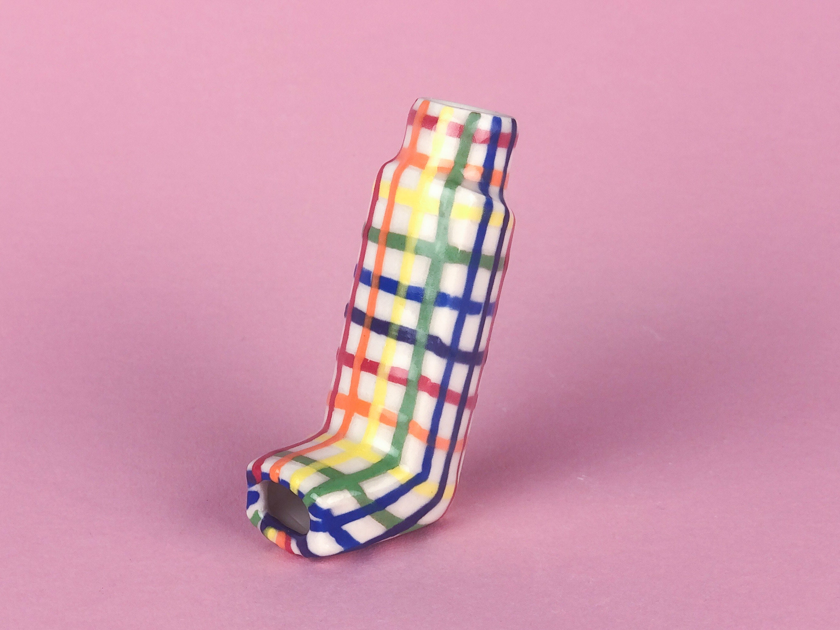Rainbow Plaid Inhaler Pipe