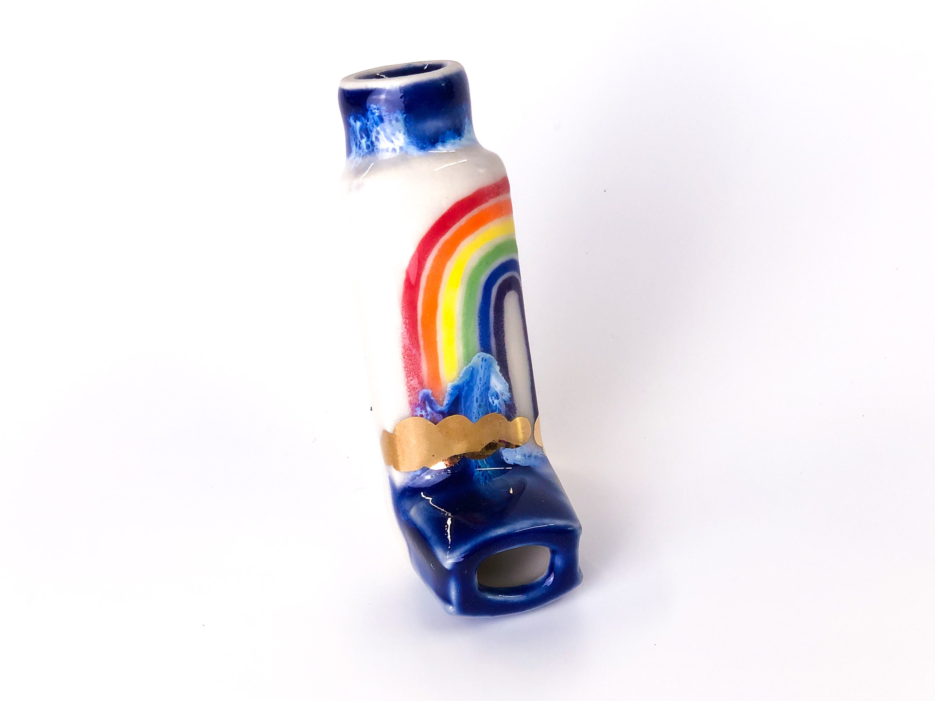 Rainbow and Gold Clouds Inhaler Pipe