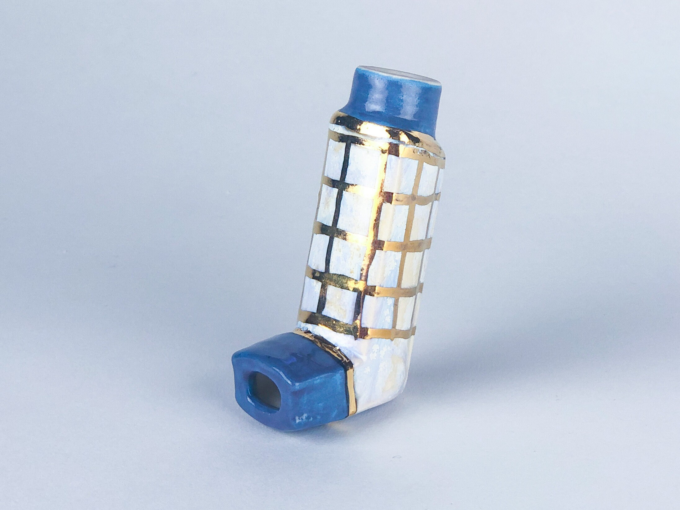 Gold Plaid Inhaler Pipe