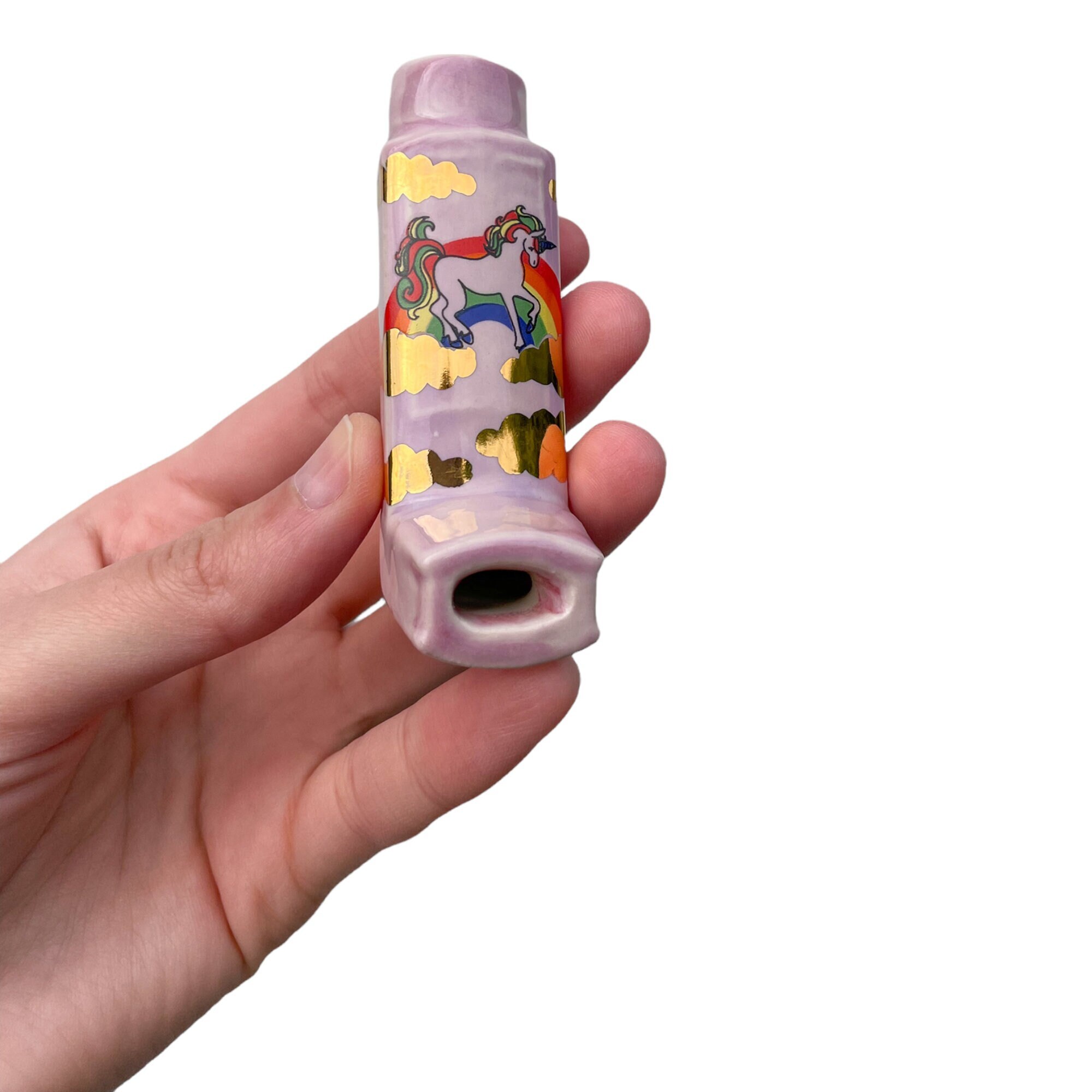 Lavender Rainbow Unicorn Inhaler Pipe