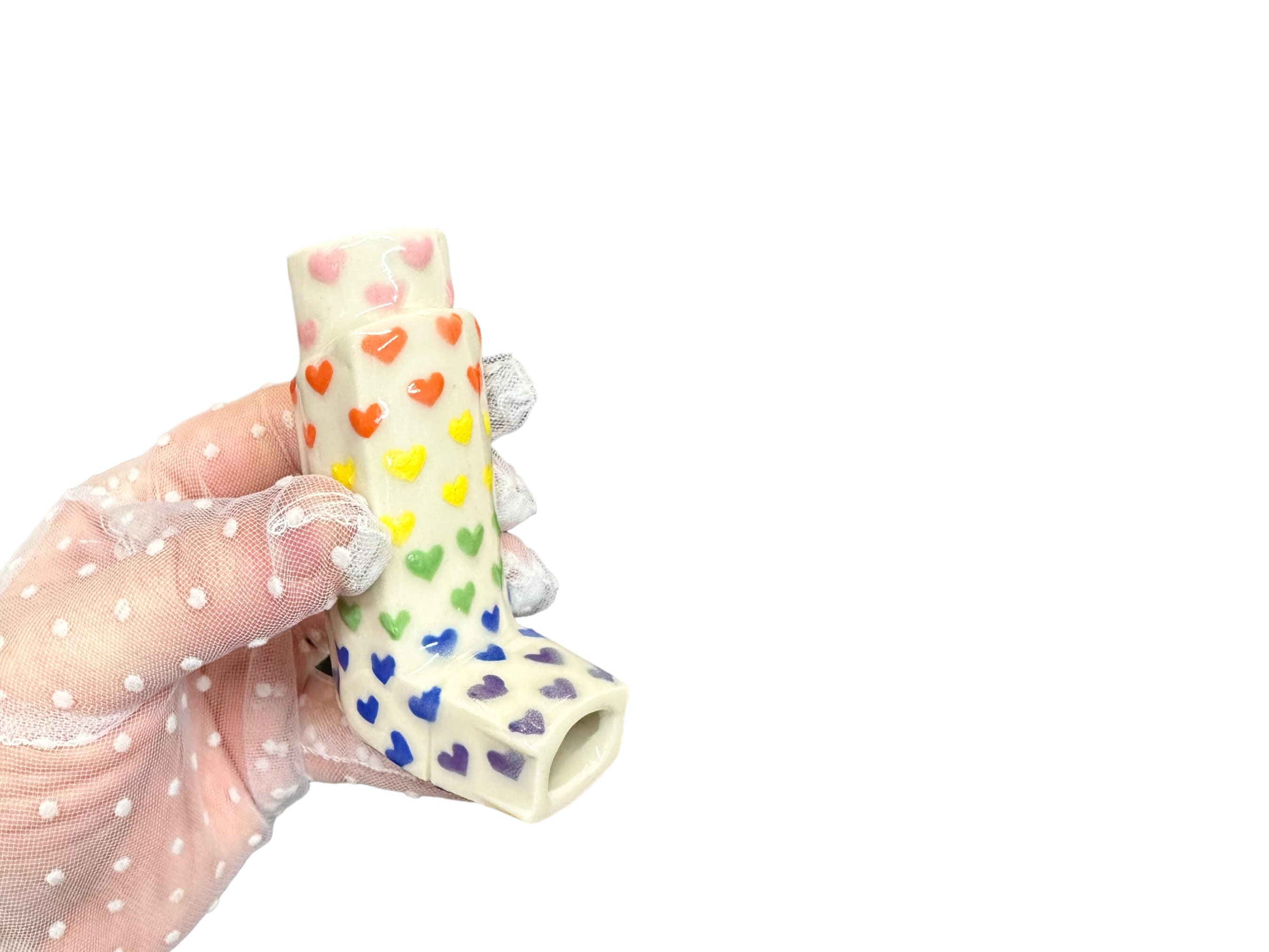Tiny Rainbow Hearts Inhaler Pipe