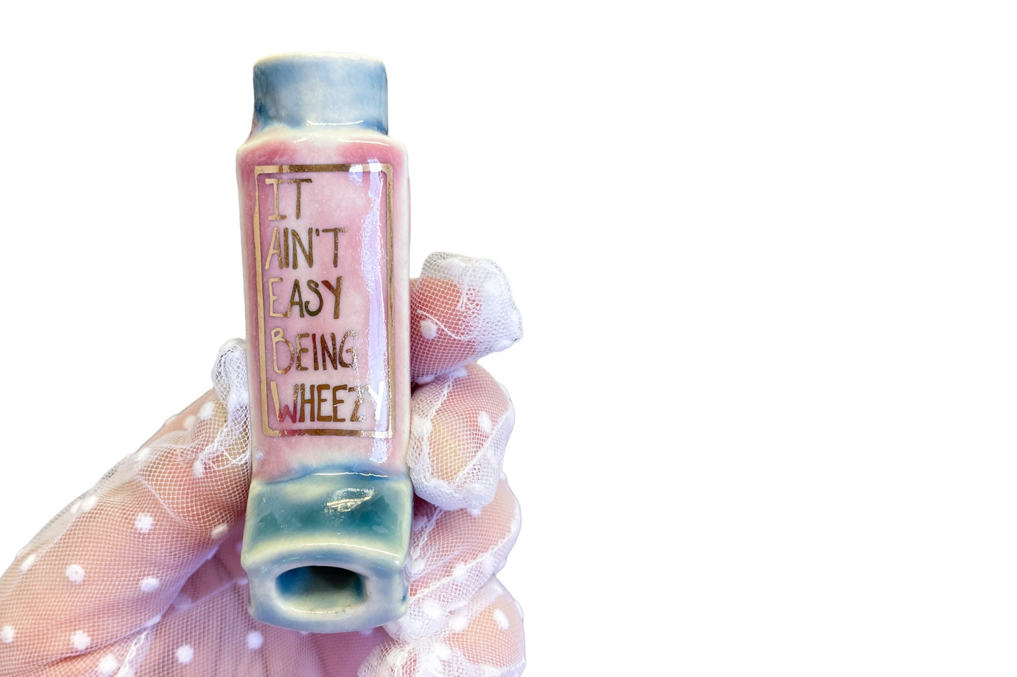 Wheezy Pink & Blue Inhaler Pipe