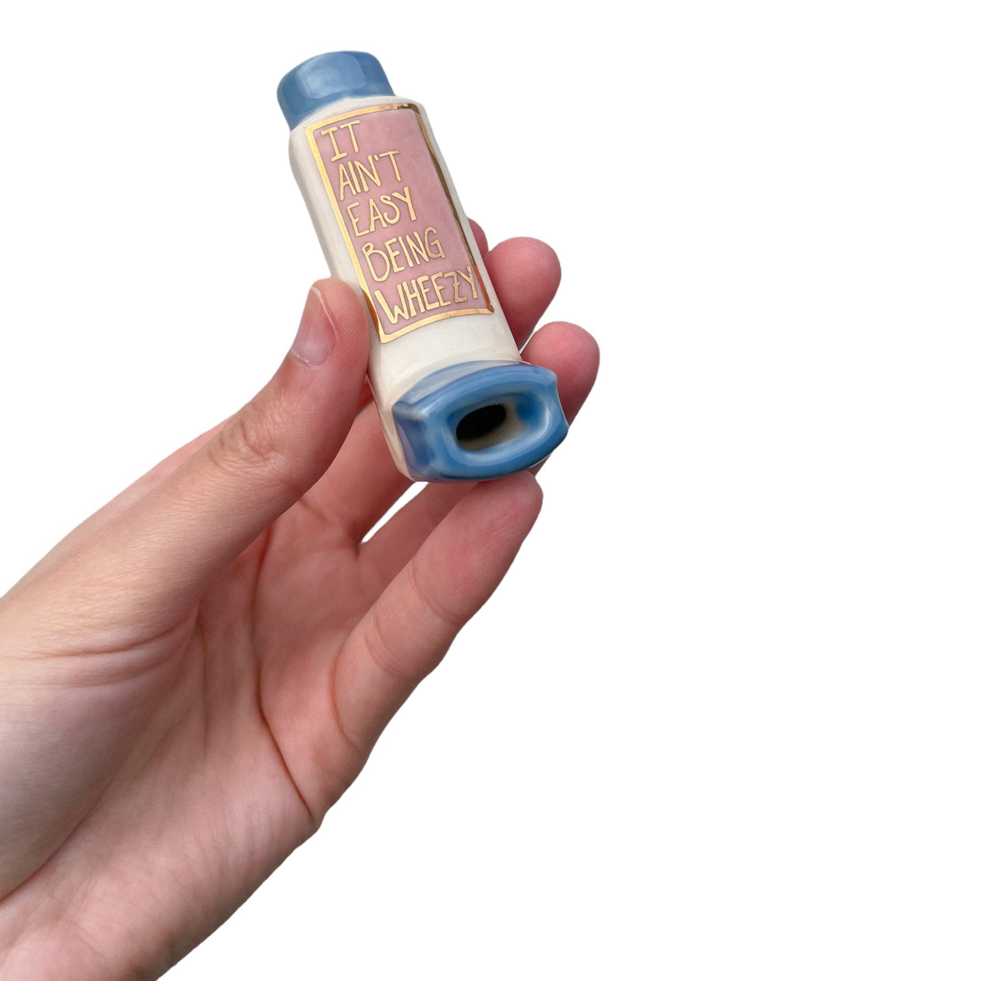 Wheezy Pink & Blue Inhaler Pipe