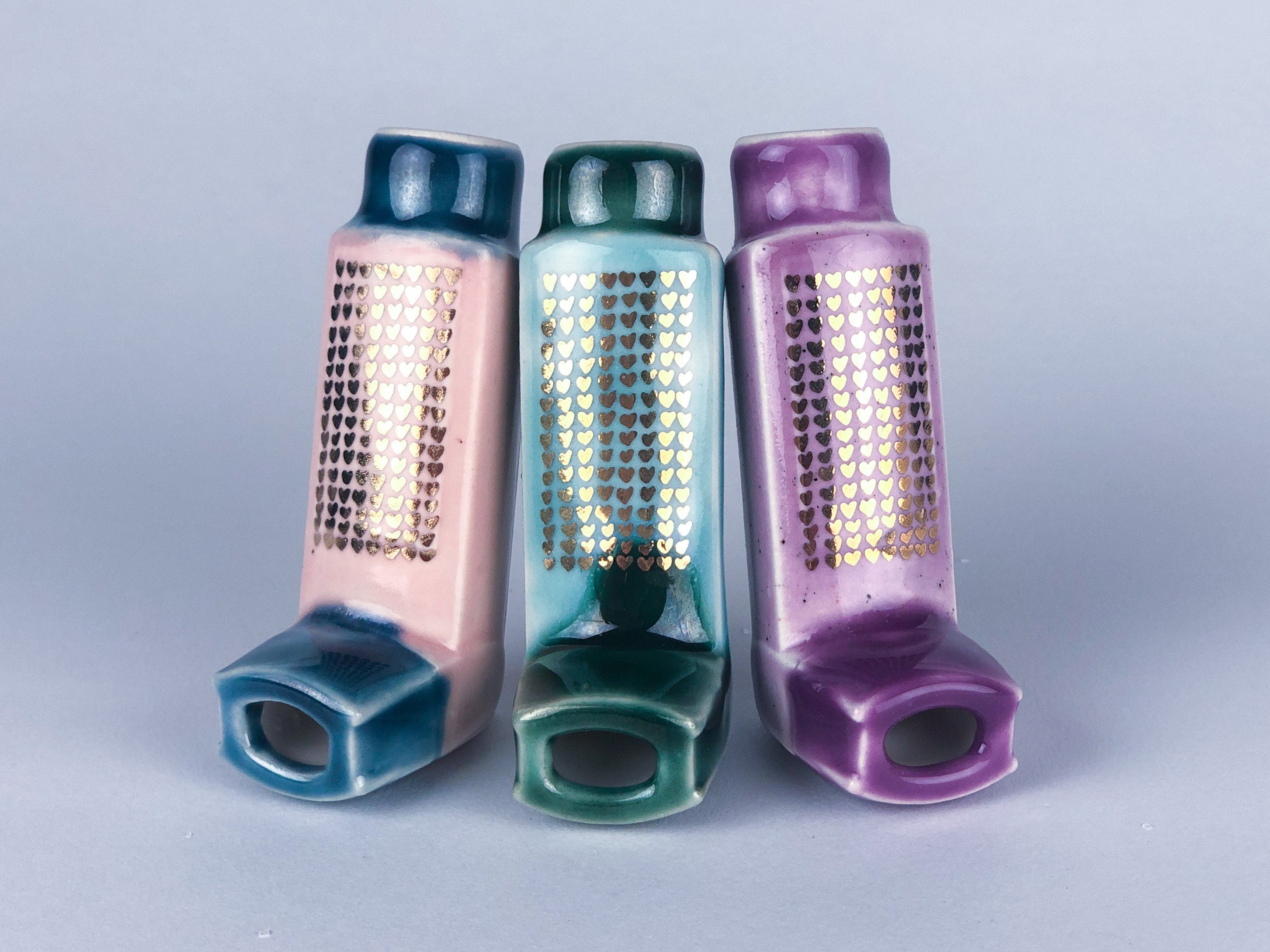 Green and Blue Little Hearts Inhaler Pipe