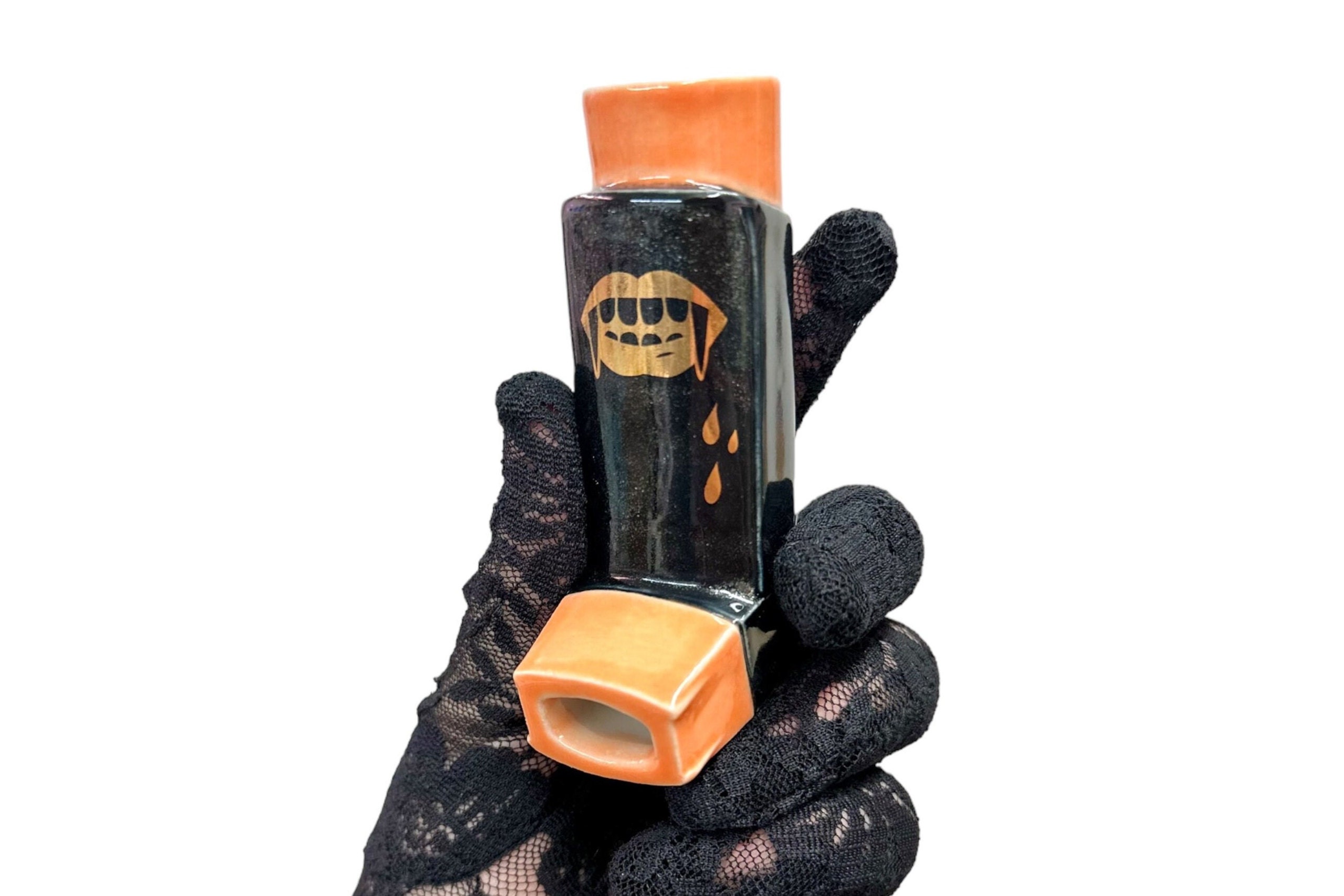 Vampire Orange and Black Inhaler Pipe