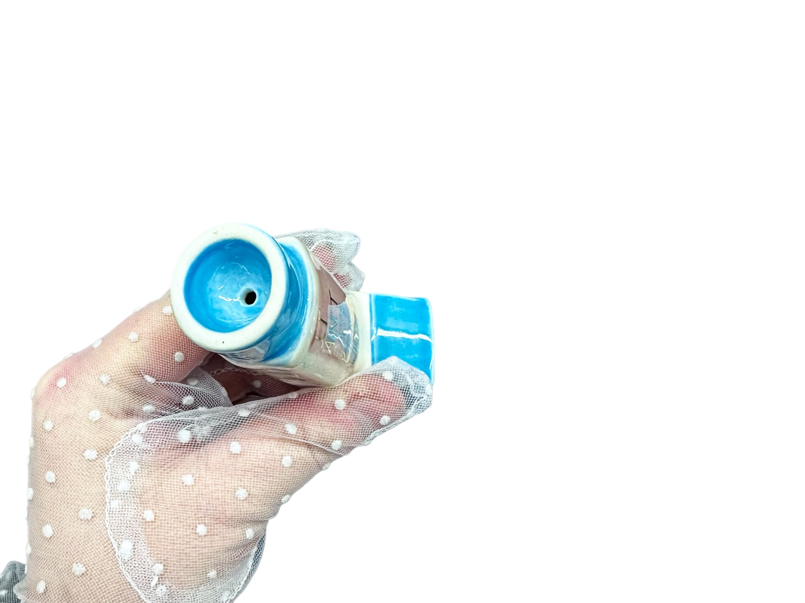 It Ain't Easy Being Wheezy White, Pink, and Blue Inhaler Pipe