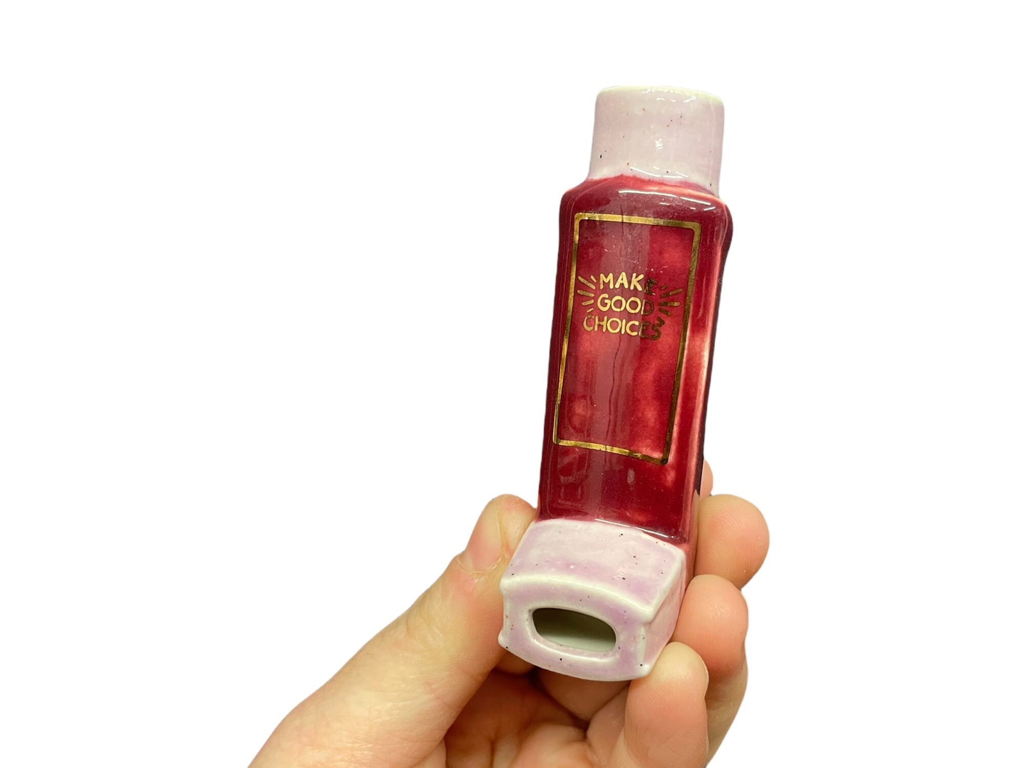 Make Good Choices Maroon and Pink Inhaler Pipe