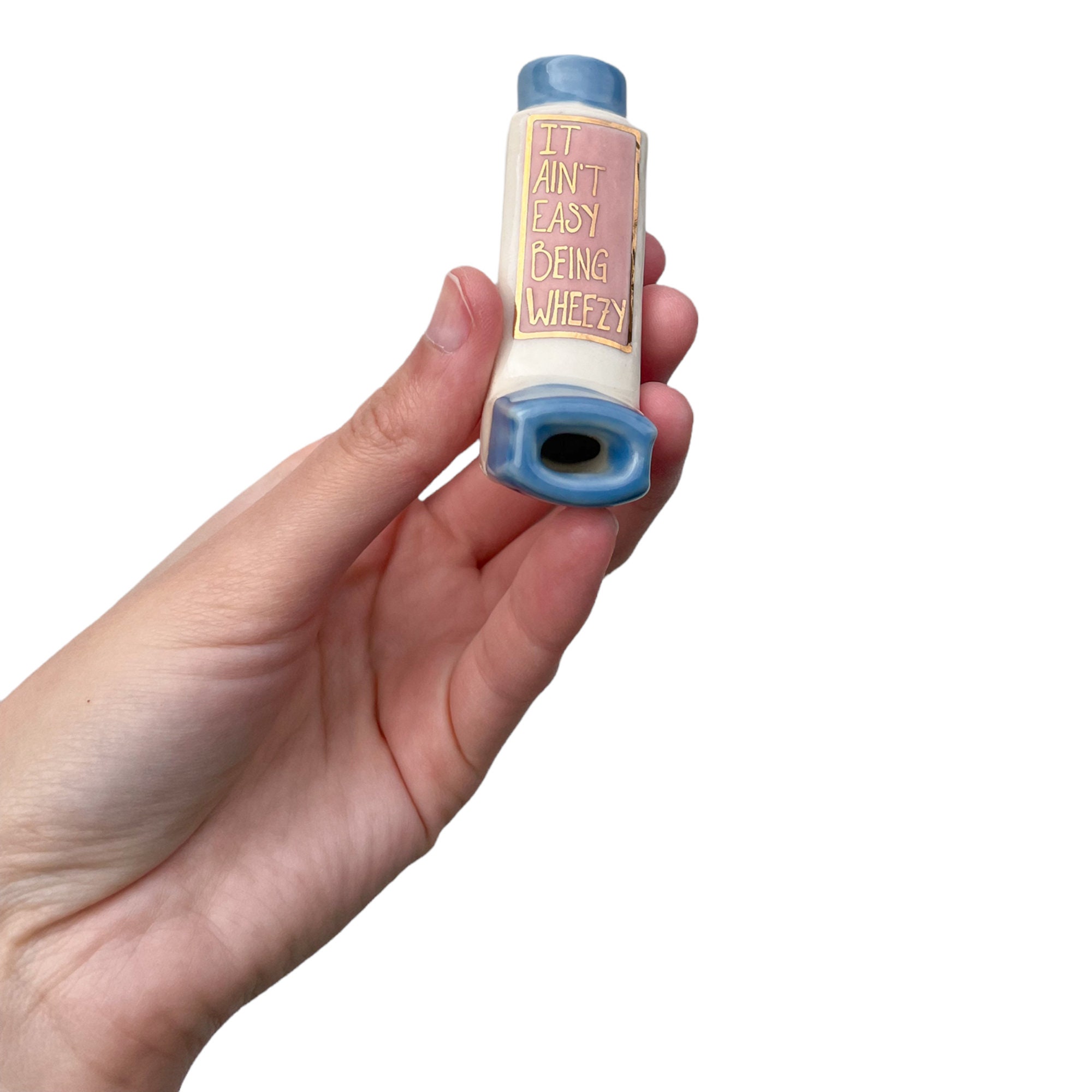 Wheezy Pink & Blue Inhaler Pipe