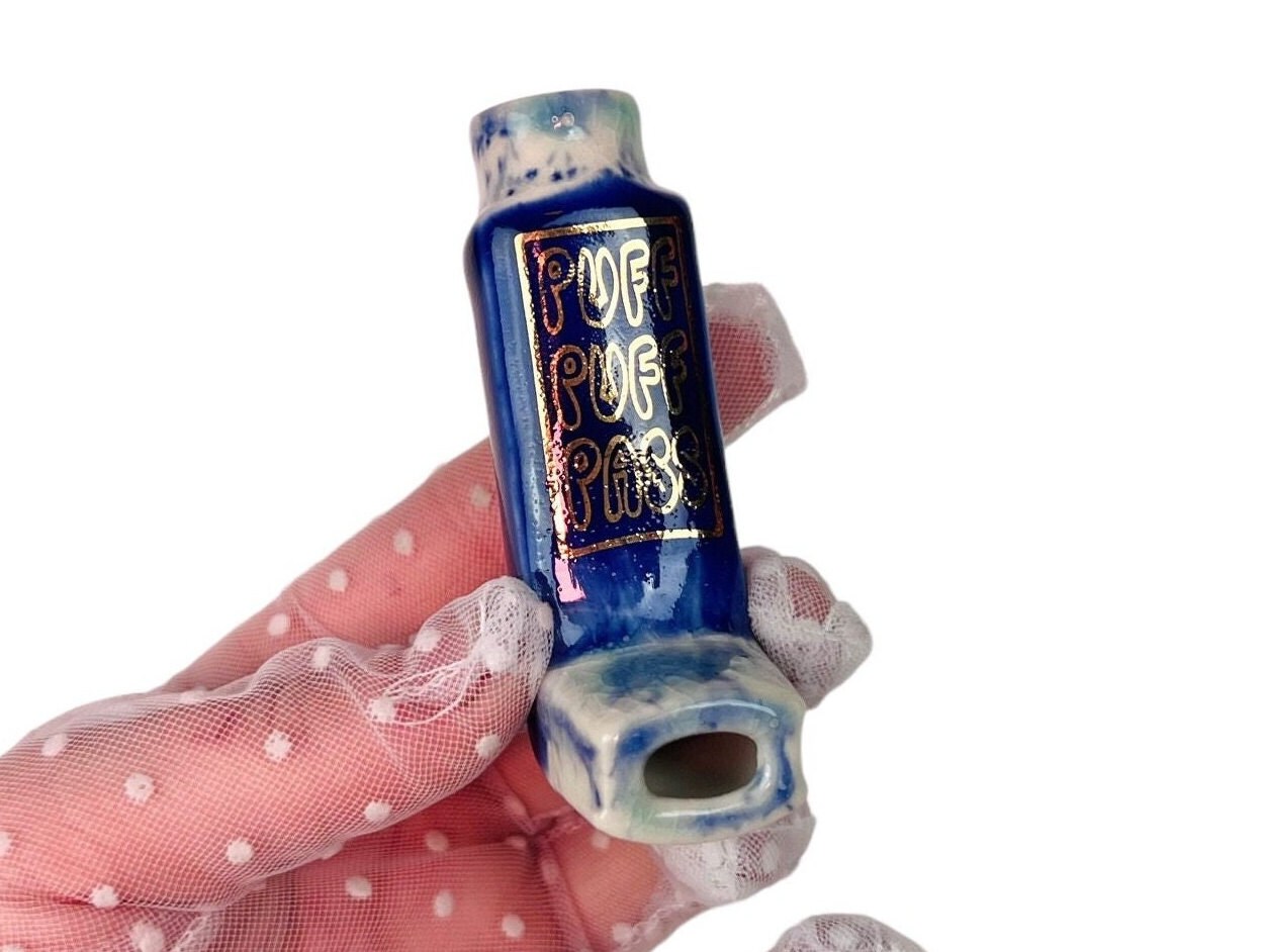 Blue with Speckle 'Puff Puff Pass' InhaIer Pipe