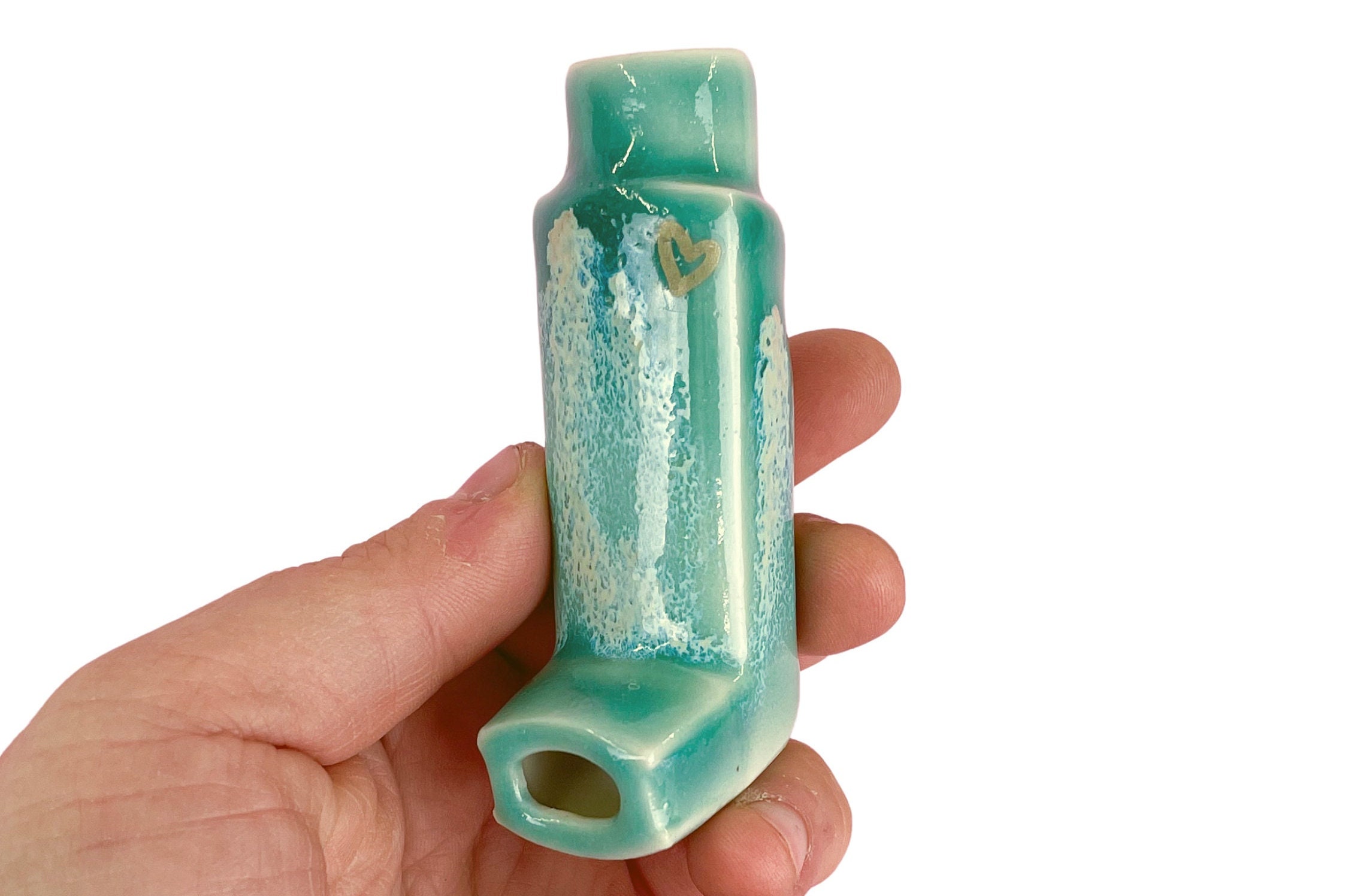 Matte Gold Heart Sea Foam Inhaler Pipe