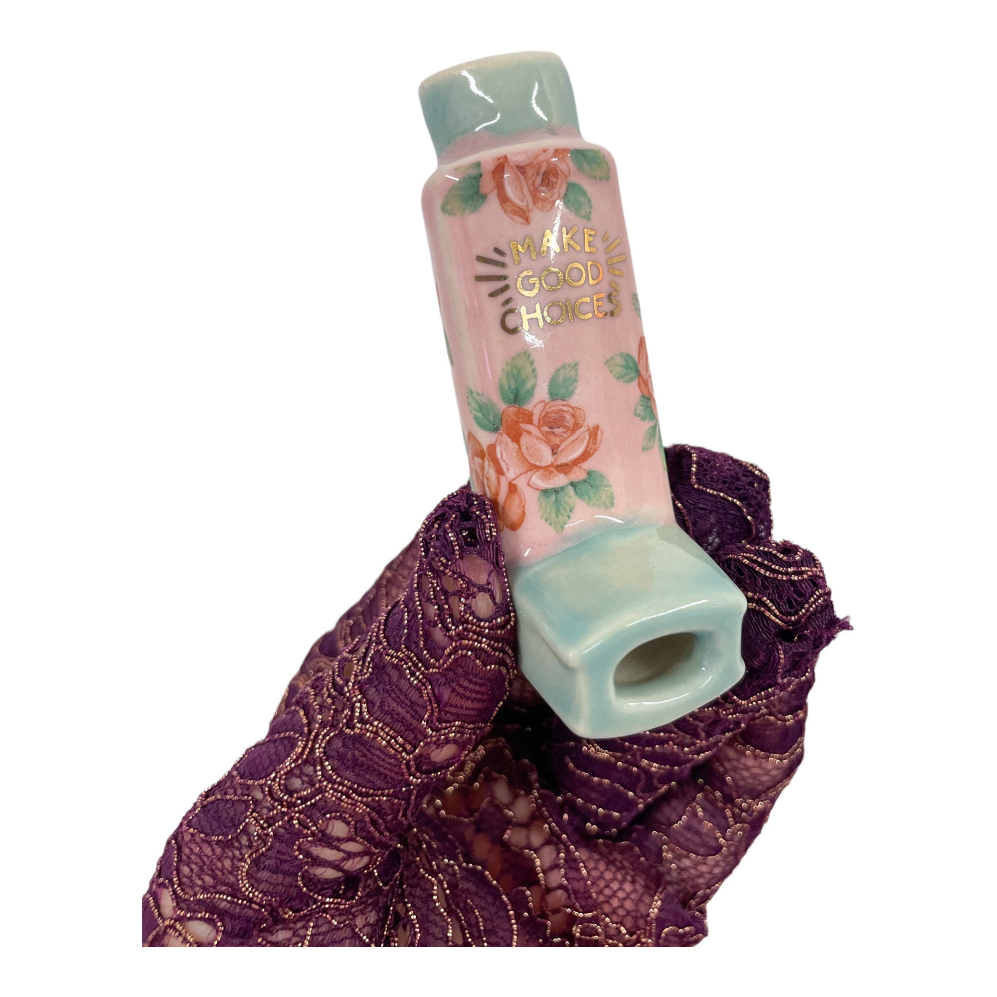 Floral Make Good Choices Inhaler Pipe
