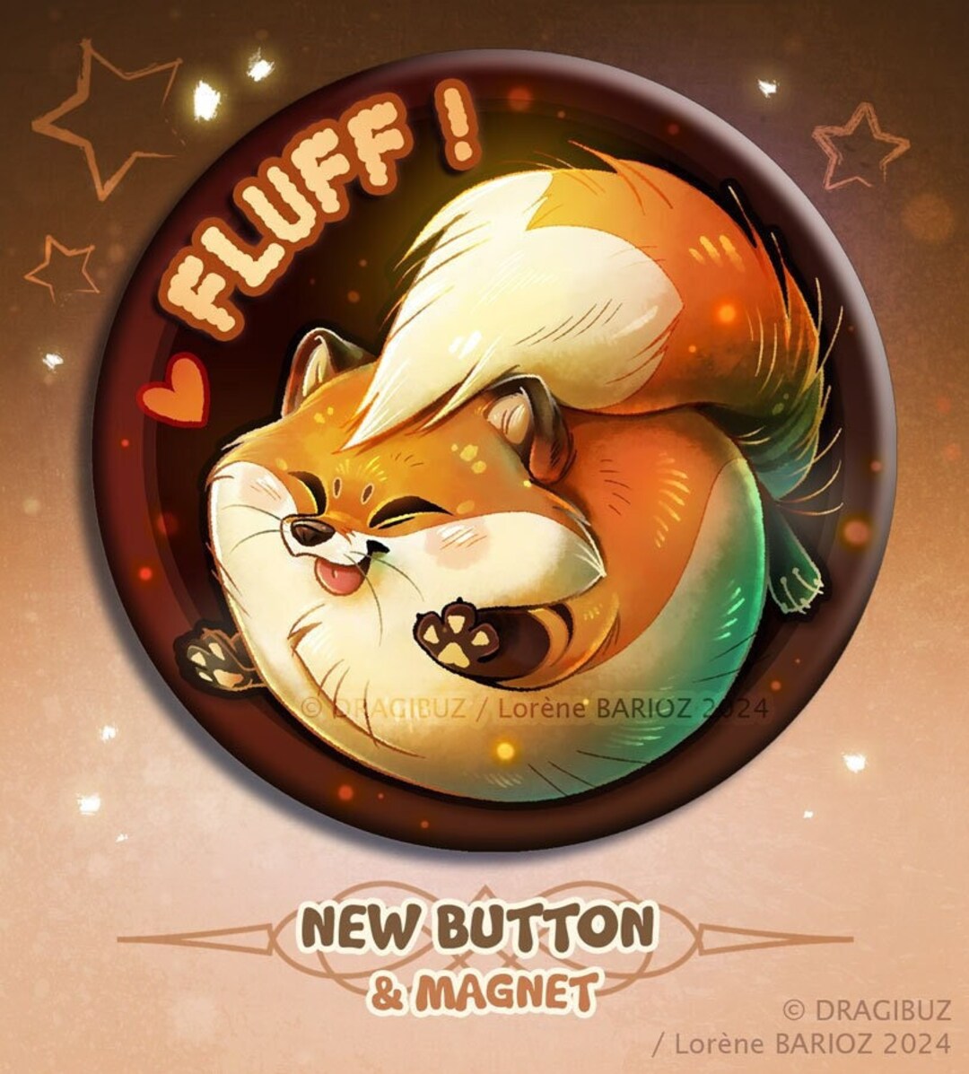 Fluffy Fox Buttons & Magnets - Etsy