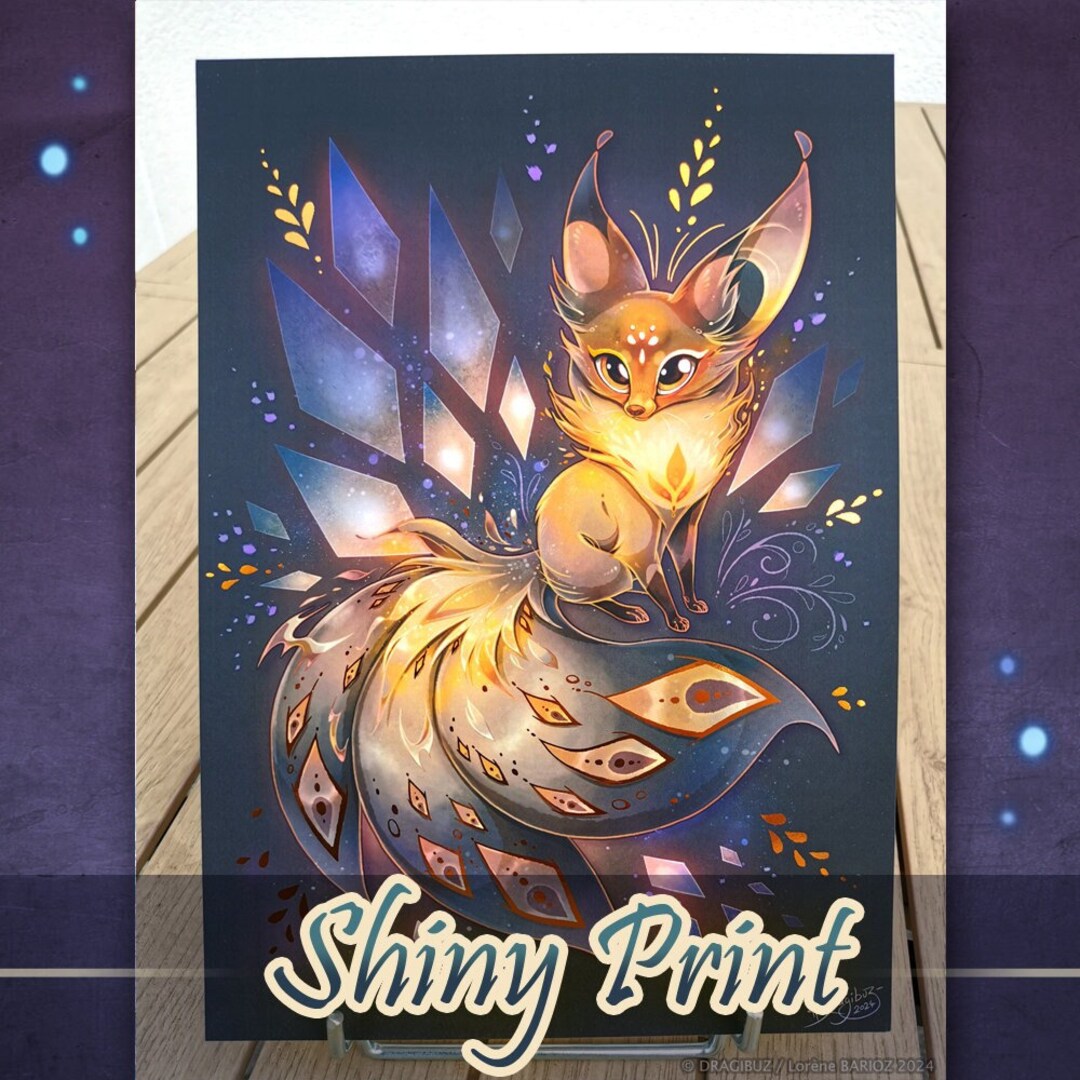 Shiny Fine Art Print A4 "fire Fennec" - Etsy