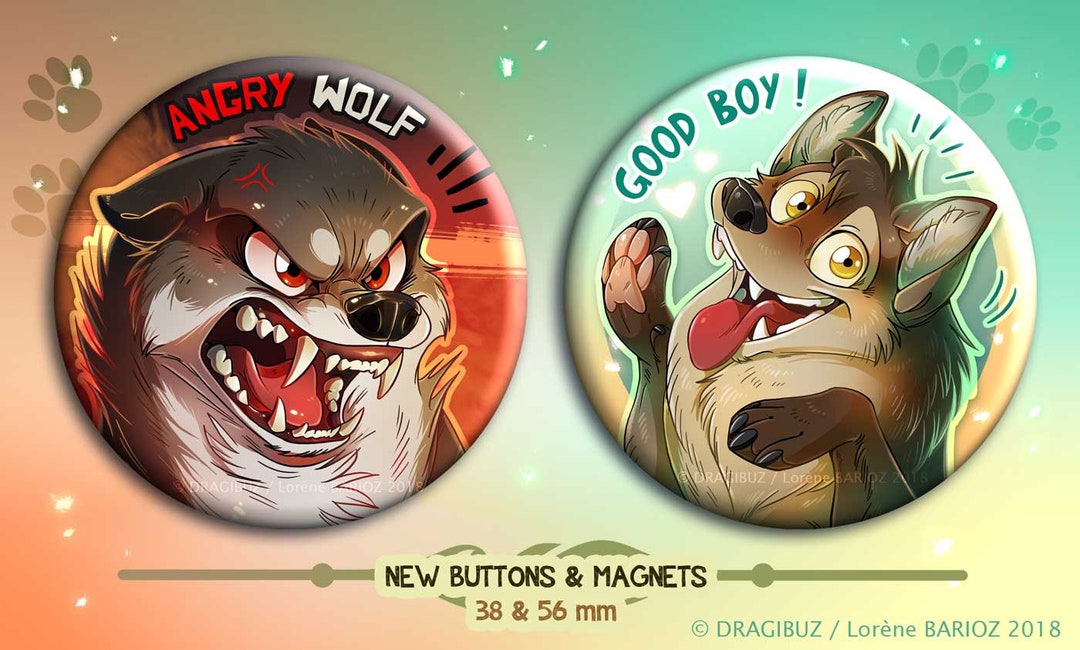 Angry Wolf - Good Boy ! Buttons & Magnets - Etsy