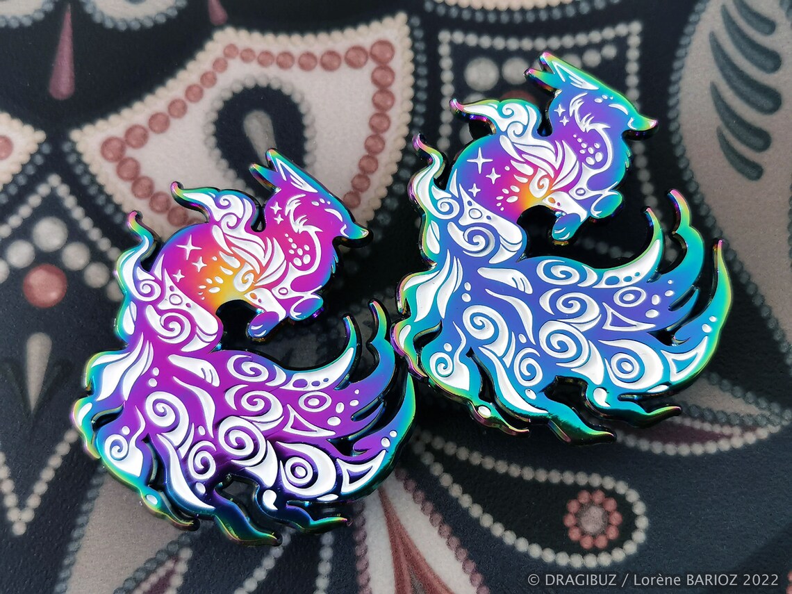 Galaxy Fox Rainbow Enamel Pin - Etsy