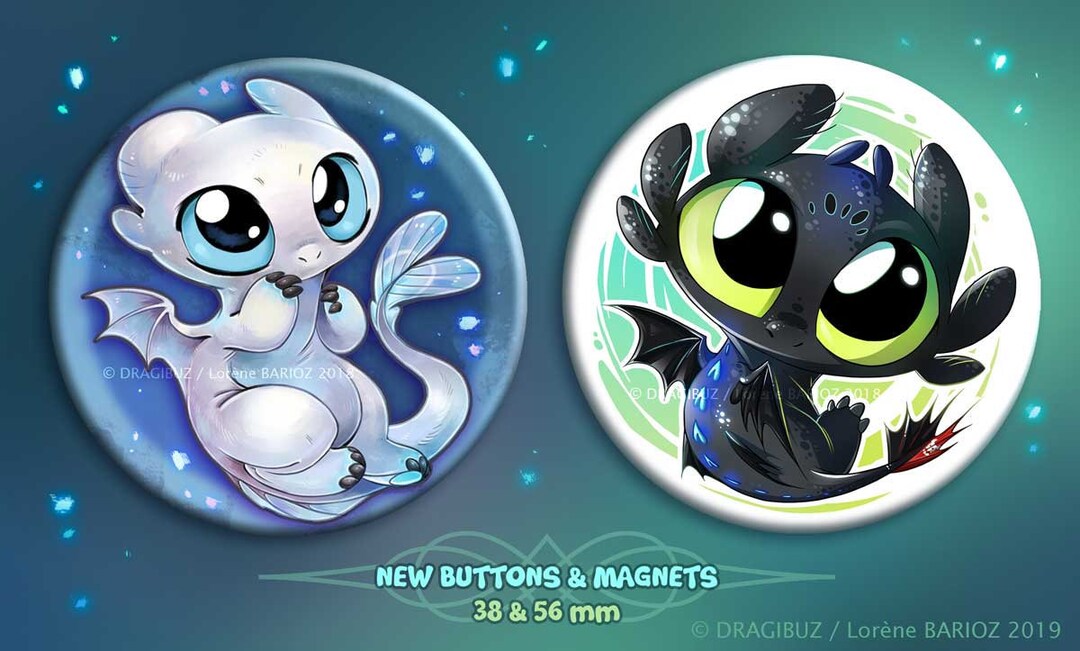 Toothless and Co - Buttons & Magnets - Etsy