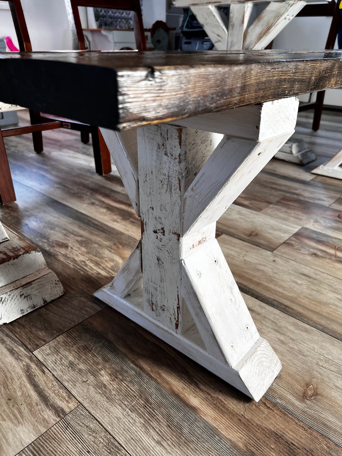 Rustic Farmhouse Table and Benches - Etsy