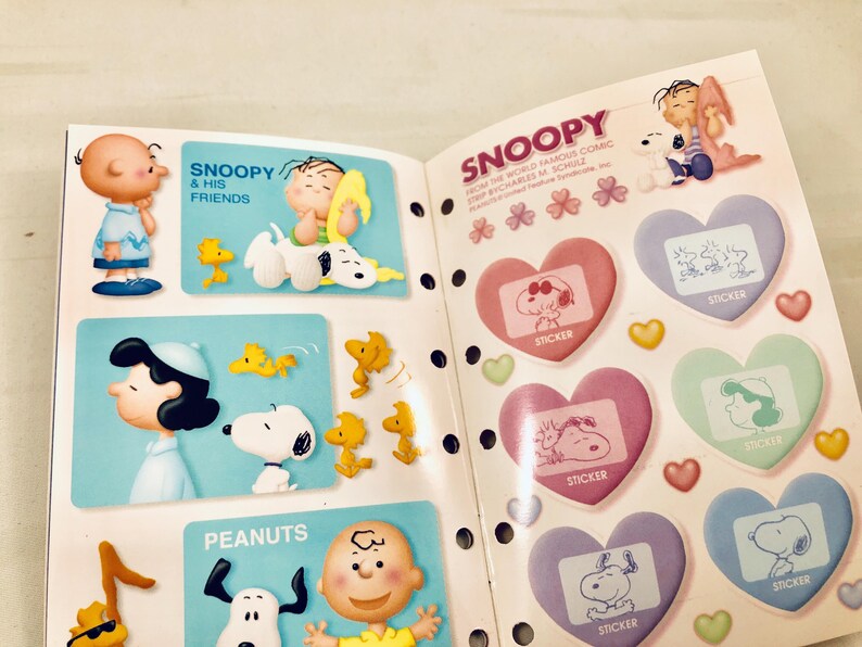 Snoopy and Peanuts Gang Small Sticker Seal Book. 6 Ring Binder. NEW - Etsy