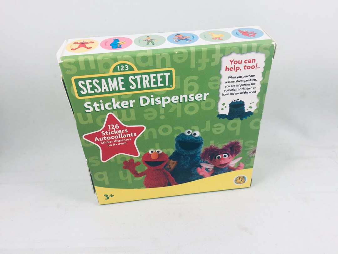 Sesame Street Sticker Box Dispenser. 126 Pcs. Elmo Big Bird Cookie ...