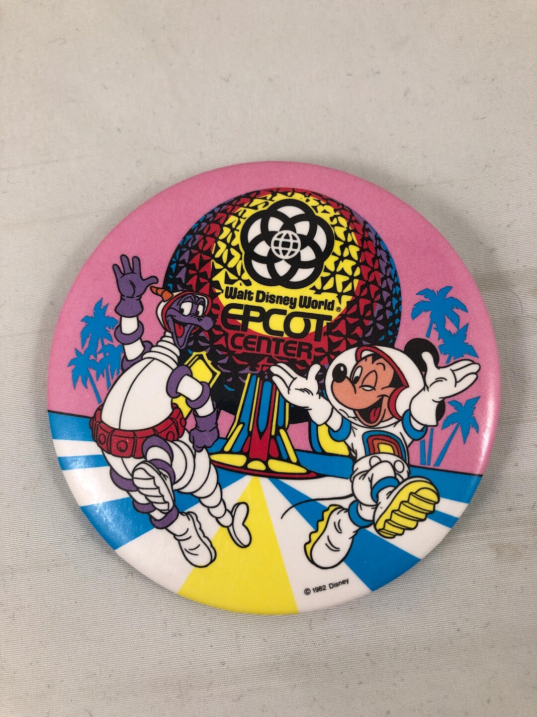 Vintage Walt Disney World Epcot Center Figment / Mickey Mouse Pin Back ...