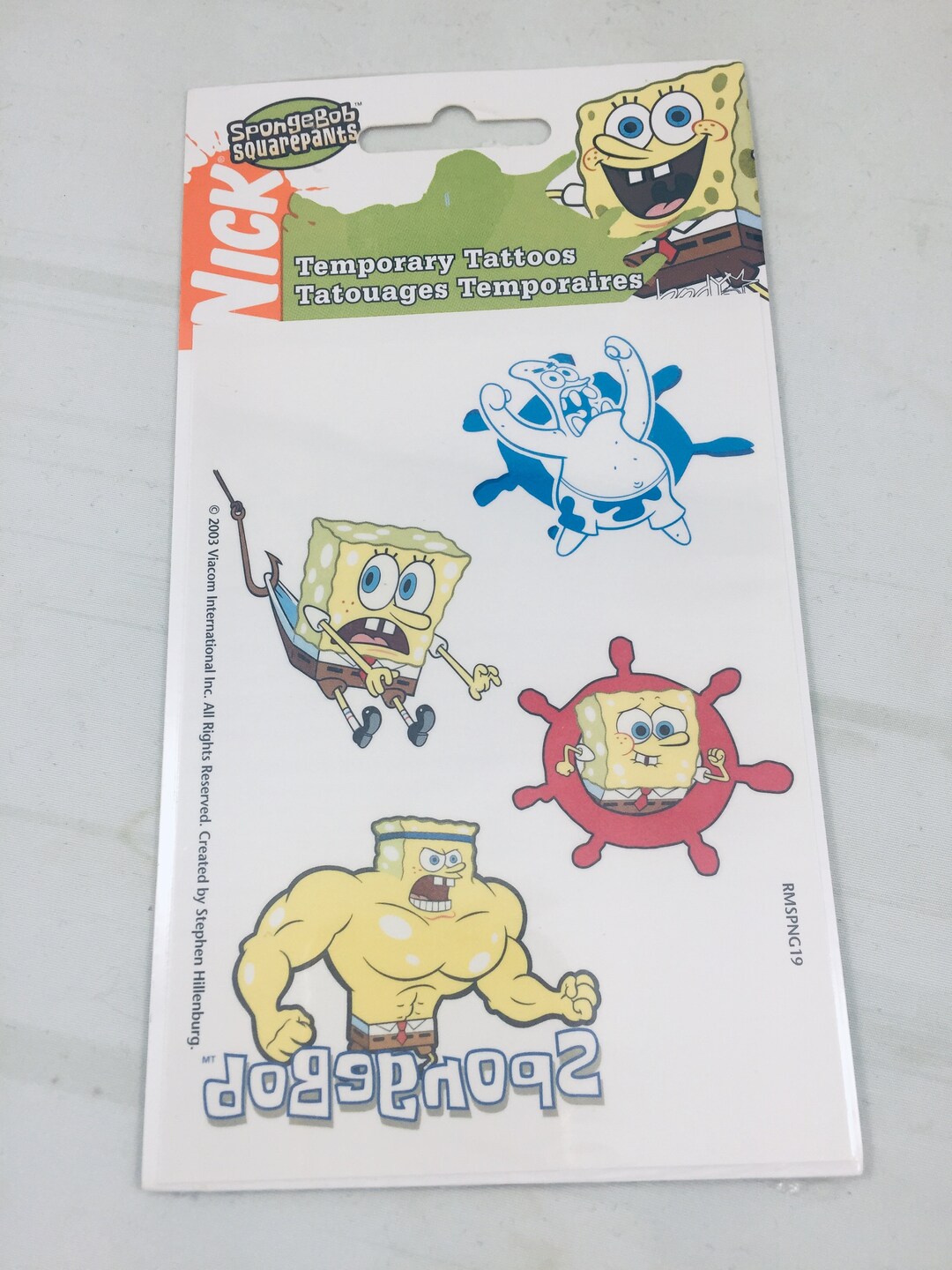 Spongebob Squarepants Temporary Tattoos. NEW Sandylion 2003 Free ...