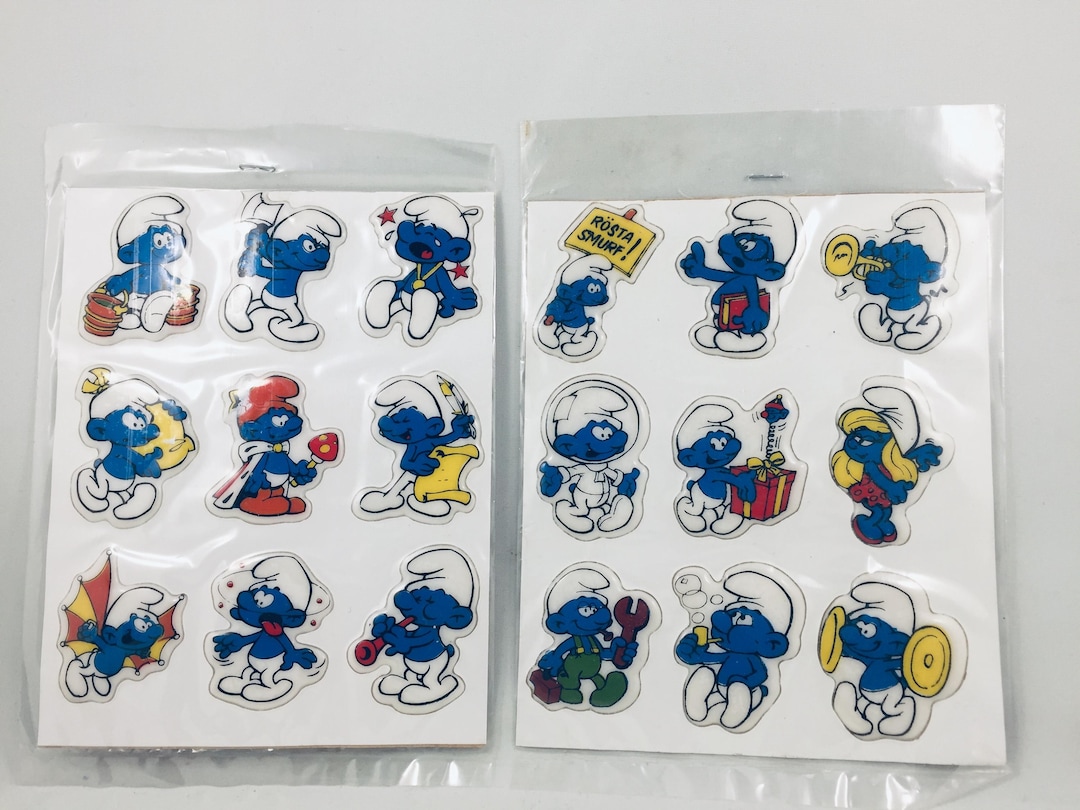 2 Vintage the Smurfs Puffy Sticker Sheet With Smurfette Free Shipping ...