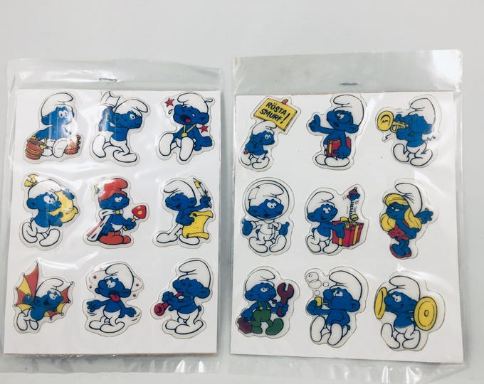 2 Vintage the Smurfs Puffy Sticker Sheet With Smurfette Free Shipping ...