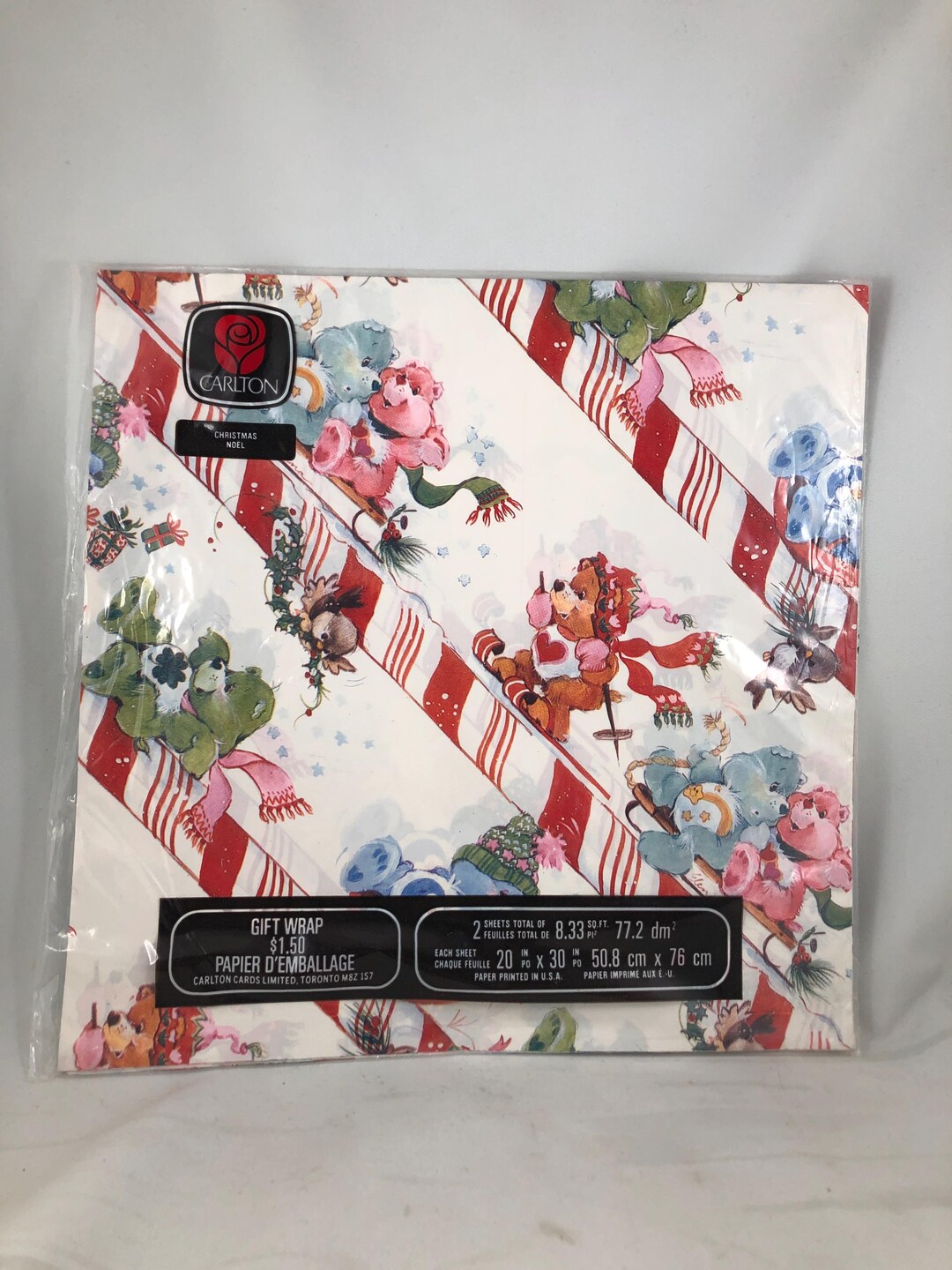 2 Vintage Classic Care Bears Gift Wrap Paper Sets. Christmas / Noel ...
