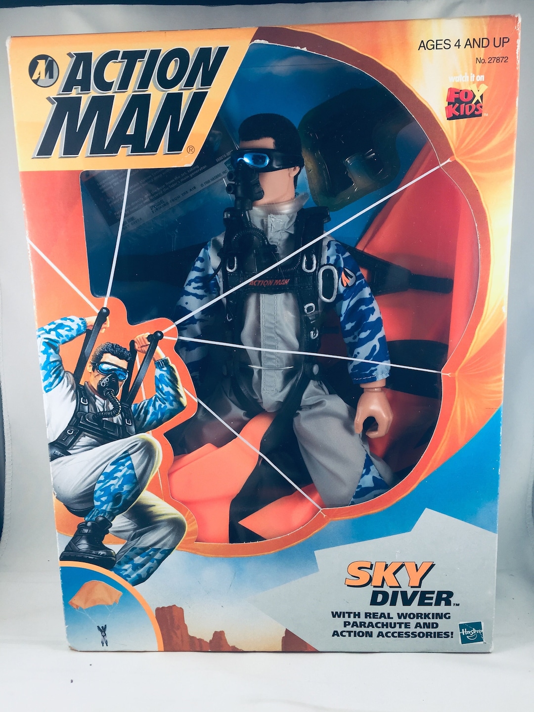 Action Man Sky Diver Figure W/parachute, Equipment and Weapon Hasbro ...