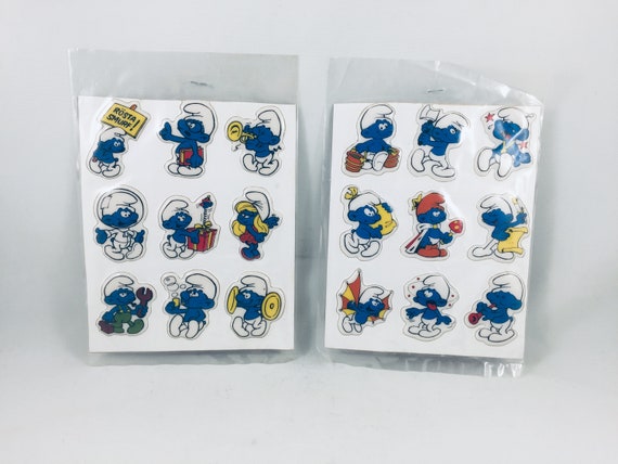 2 Vintage the Smurfs Puffy Sticker Sheet With Smurfette Free | Etsy