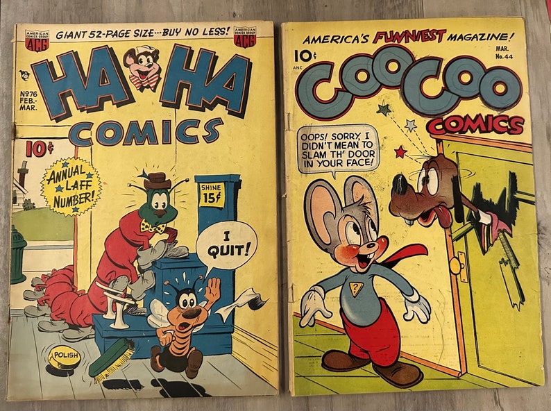 Coo Coo Comics 44 March 1949 Pines Ha Ha Comics 76 FEB MAR 1951 Vintage ...