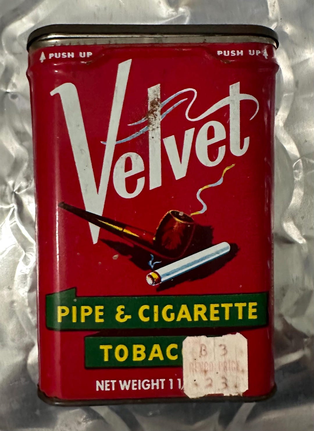 Vintage Velvet Pipe & Cigarette Tobacco Tin - Etsy